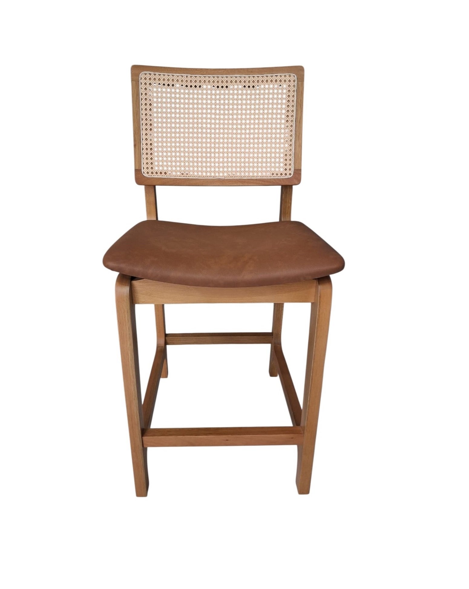 Banqueta Allegra Madeira Maciça Tela Sextavada Amendoa/