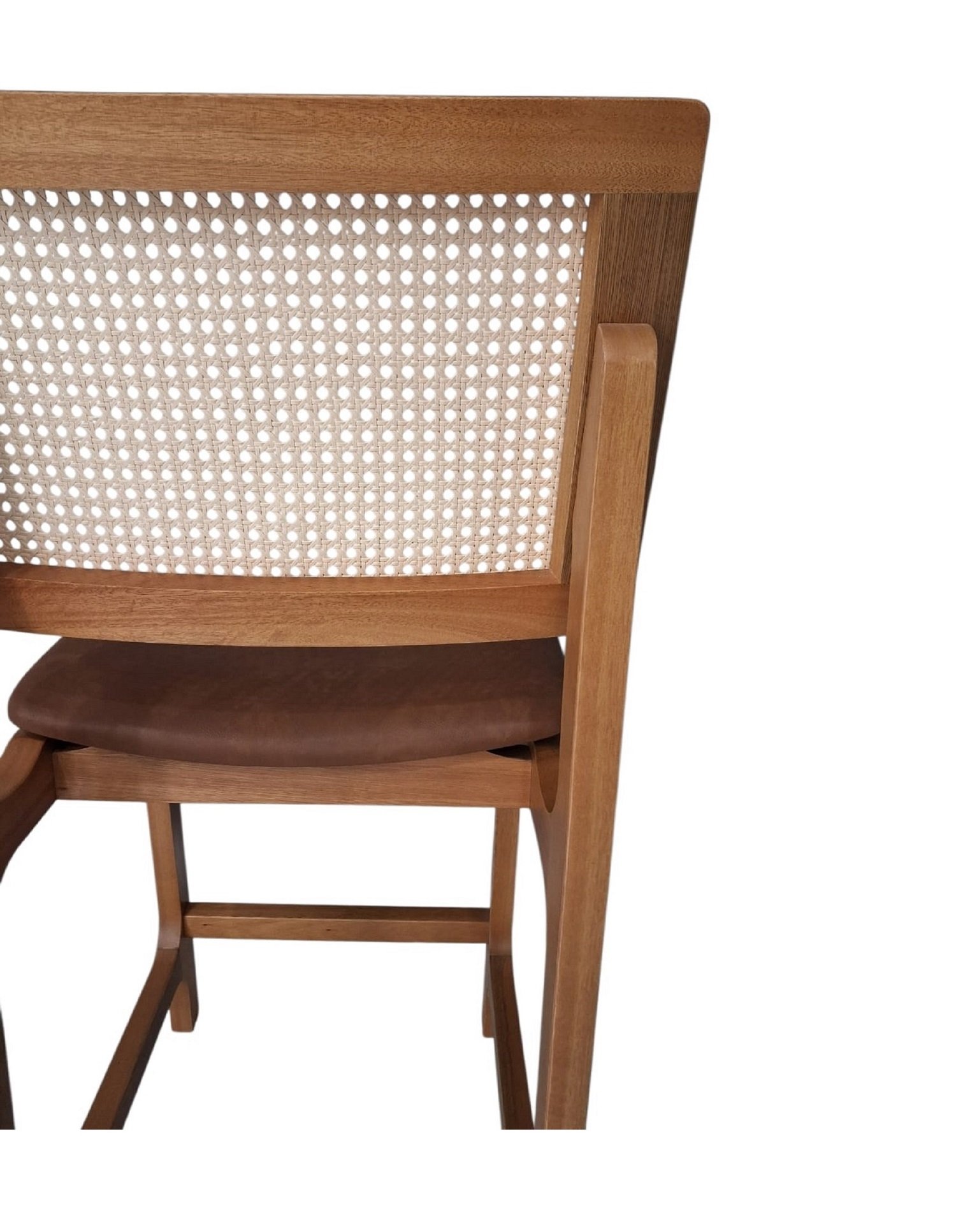 Banqueta Allegra Madeira Maciça Tela Sextavada Amendoa/