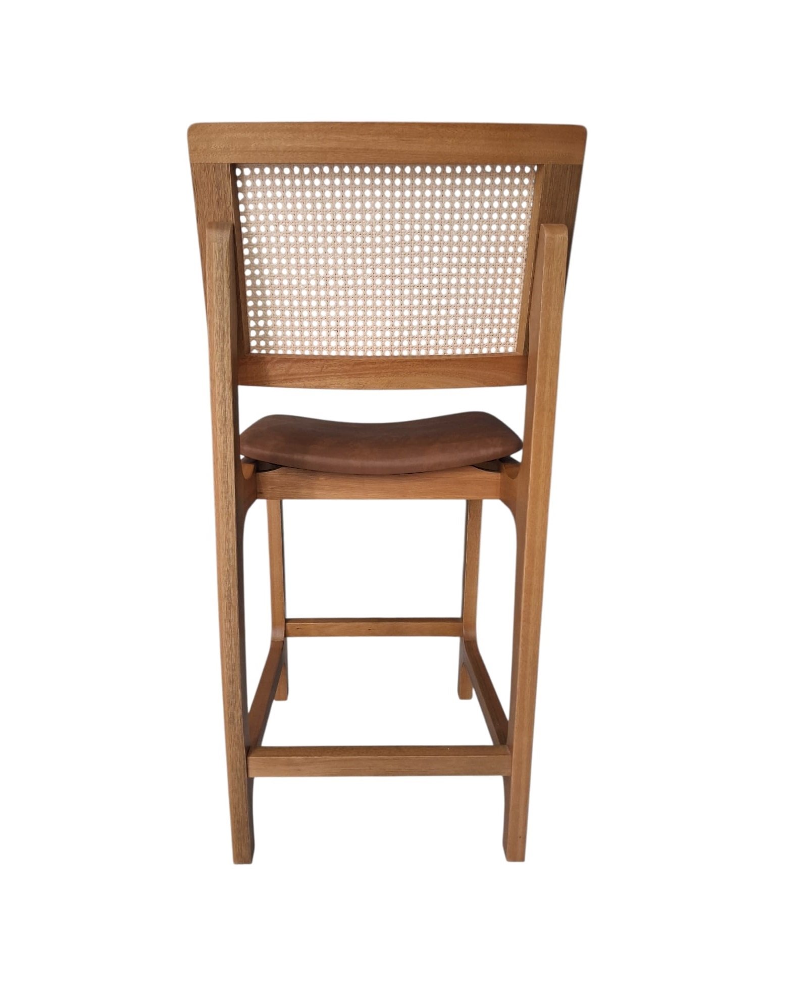 Banqueta Allegra Madeira Maciça Tela Sextavada Amendoa/